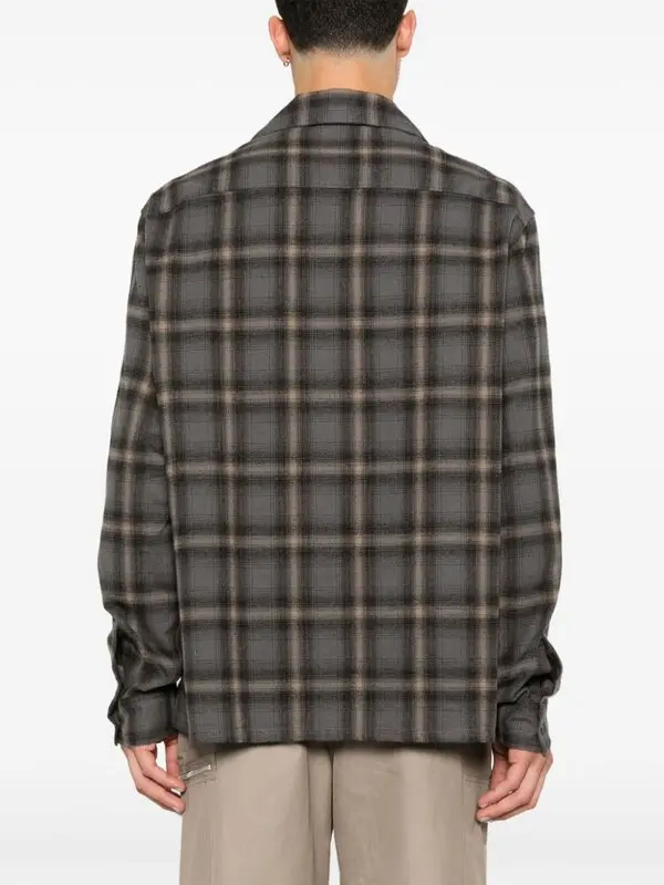 Our Legacy Grey Heusen Shirt In Oyster Check Hairy Flannel - 18